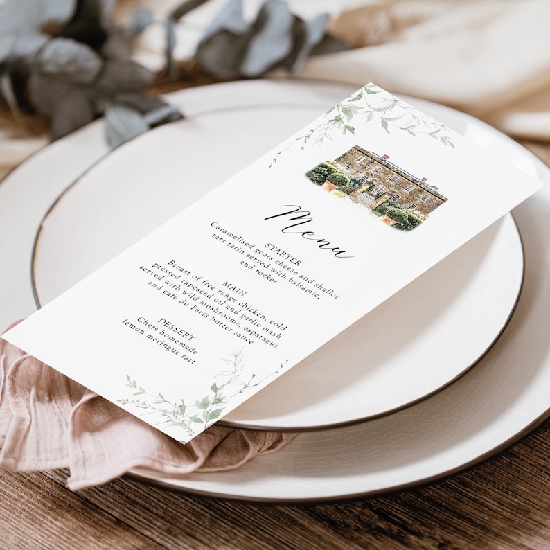 Venue Painting Wedding Menu • With Custom Venue Sketch - Etsy