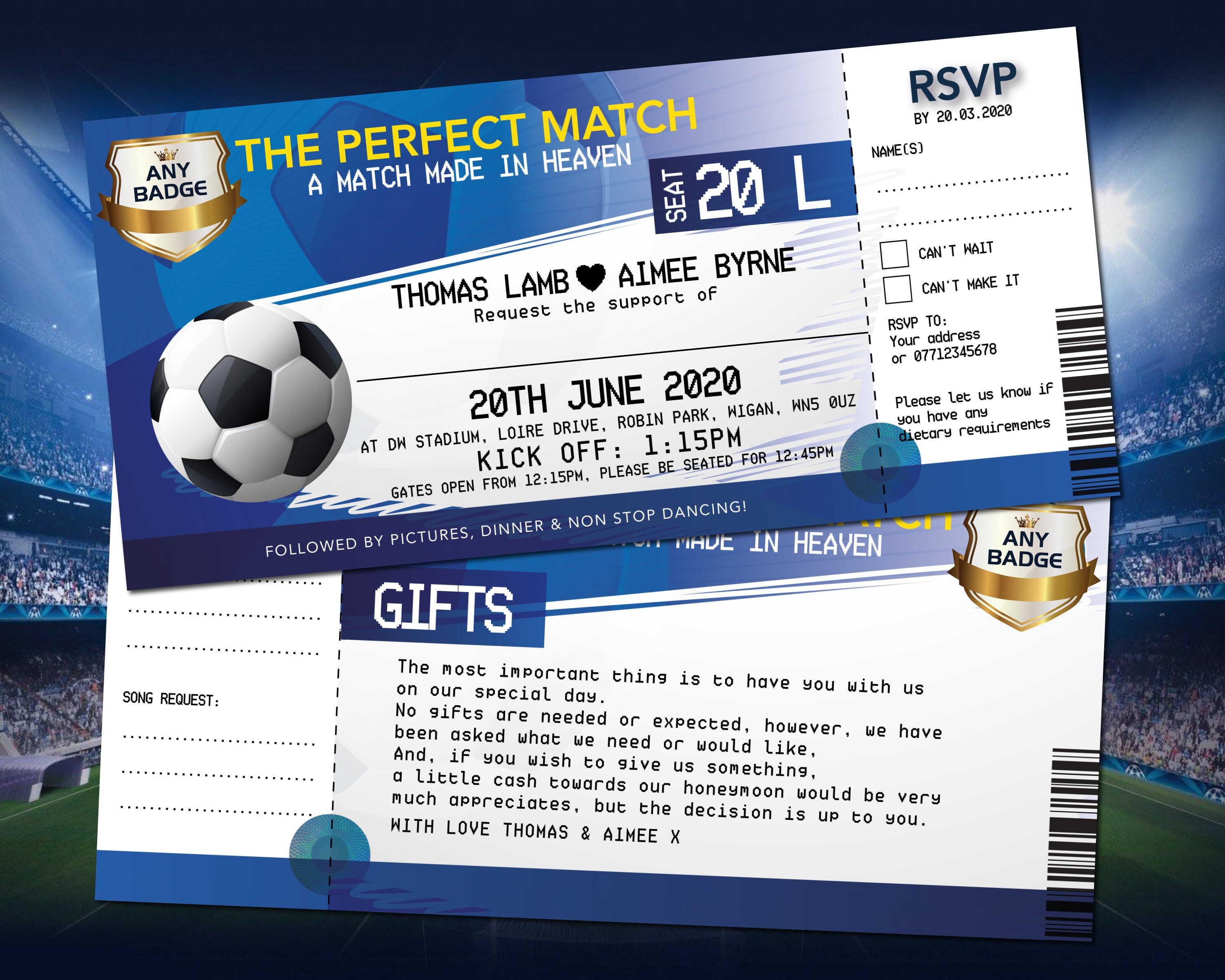 Football Ticket Wedding Invitations