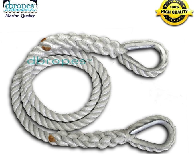 3 Strand Mooring Pendant 100% Nylon Premium Rope Line With 2 Thimbles ...