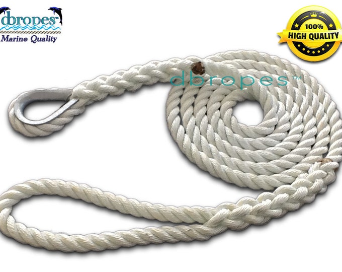 3 Strand Mooring Pendant 100% Nylon Premium Rope Line With Thimble (TS ...