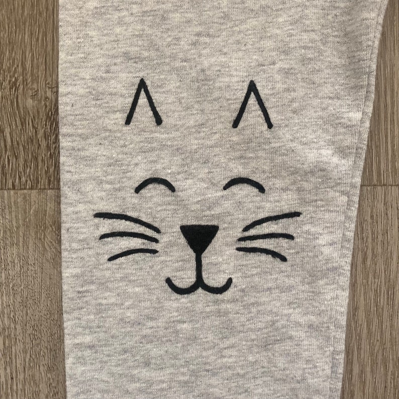 Kids Cat Leggings, Children Kitten Pants, Toddler Hand Painted Cats ...