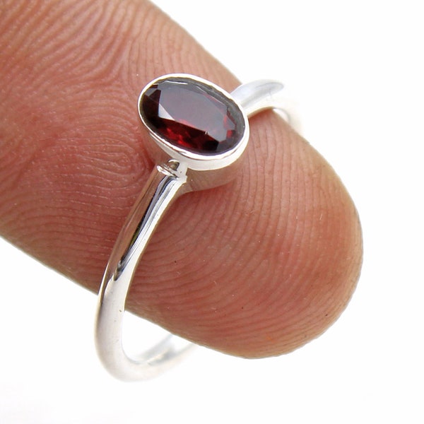 Garnet Silver Ring - Etsy