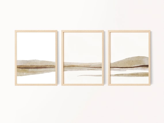 Muted Abstract Art Digital Download 3 Piece Wall Art Large - Etsy