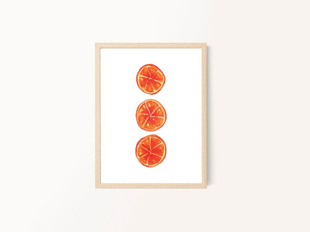 Orange Watercolor Print: Modern Kitchen Fruit Wall Art - Etsy