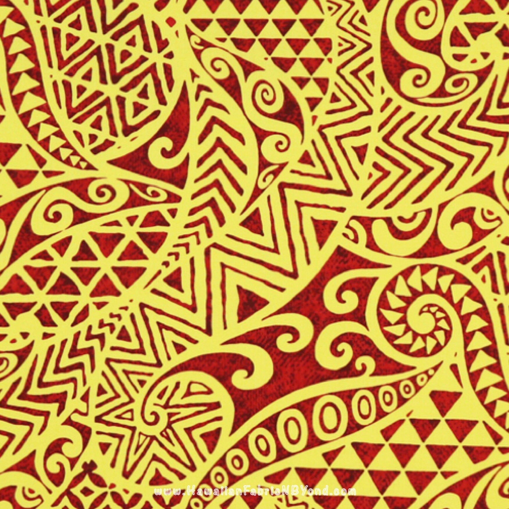 Polynesian Fabric Tribal Tapa Tattoo Yellow Burgundy Red By | Etsy
