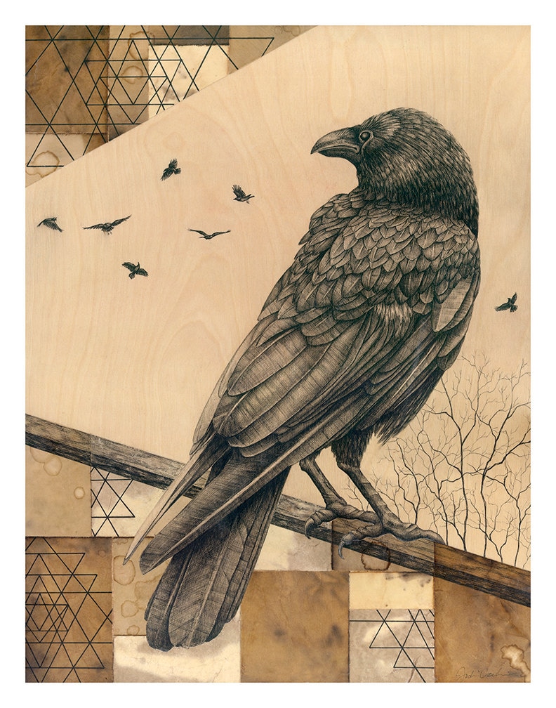 Westward crow art print | Etsy