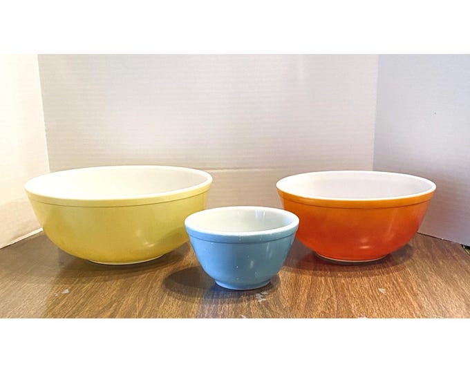 Vintage Pyrex Primary Colors Mixing Bowl Set of 4 #401,403,404 Nesting ...