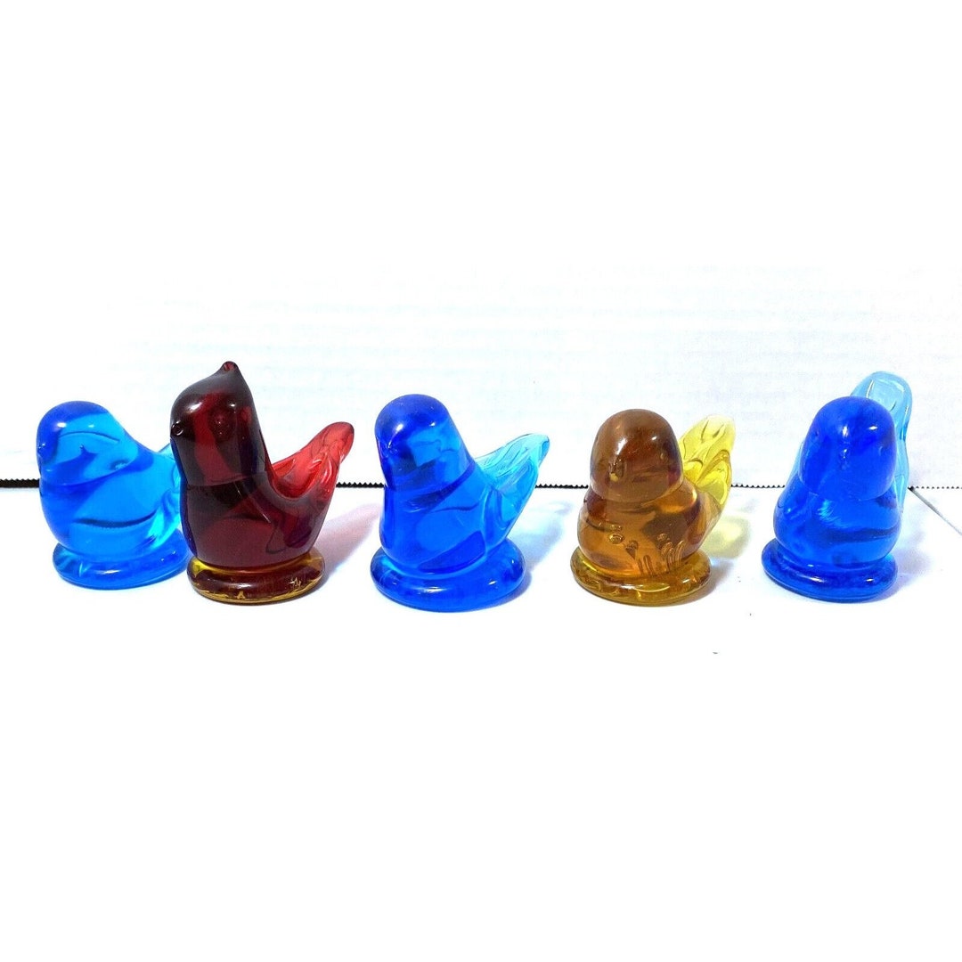 Vintage Fenton Art Glass Bird Figures Paperweights Lot of 5 Multi ...