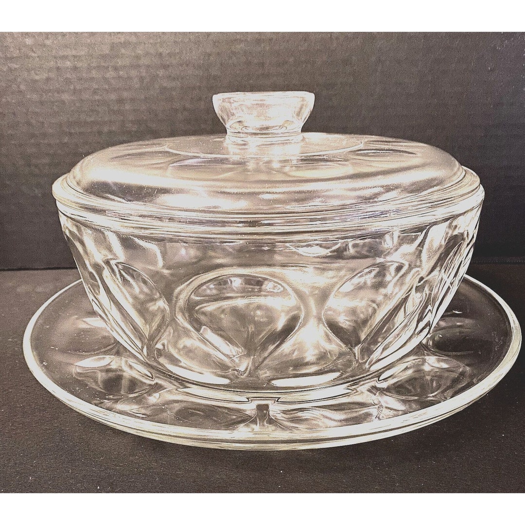 Vintage Pyrex Ovenware Thumbprint Teardrop Glass Serving Bowl W/ Lid ...