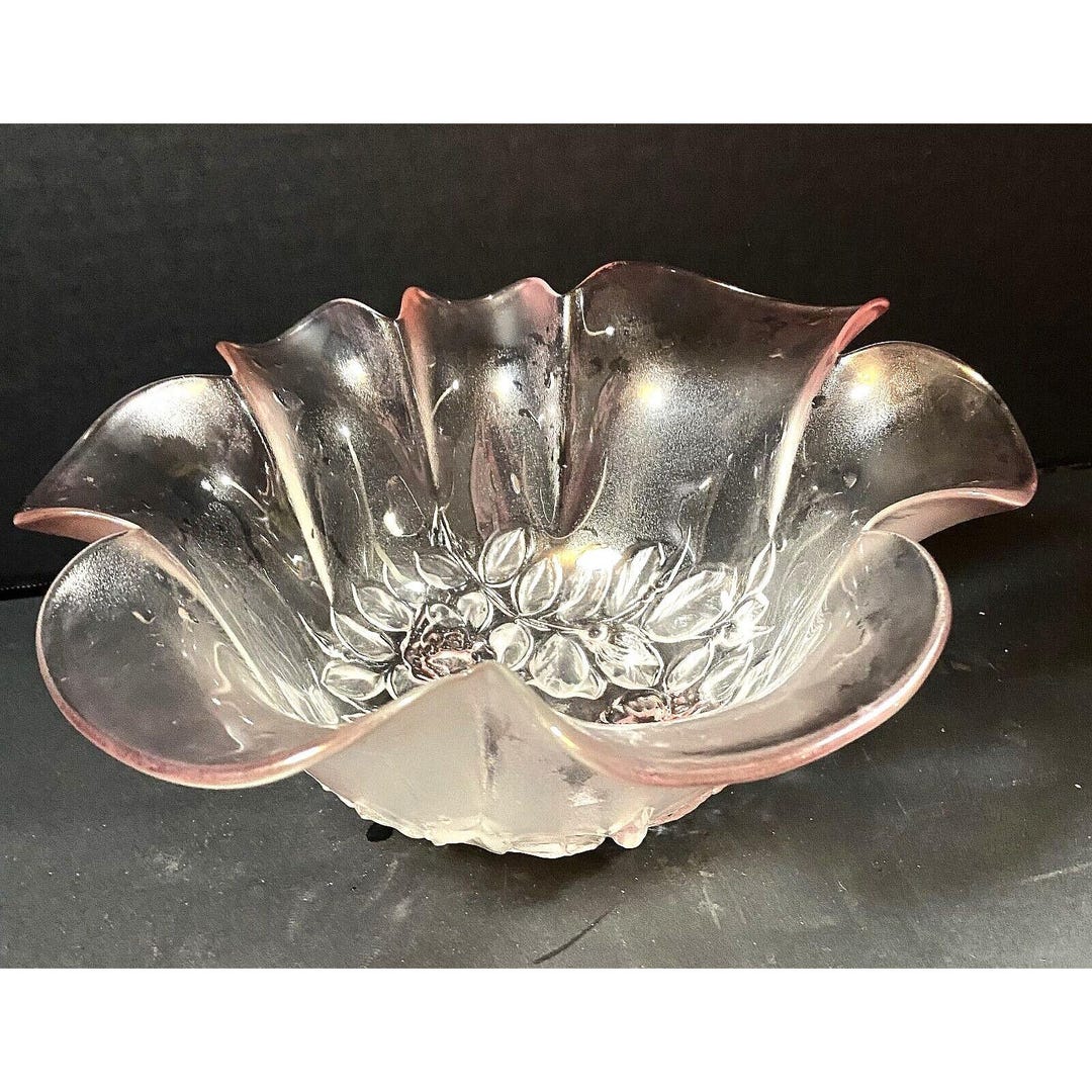 Vintage Mikasa Rosella Frosted Pink Glass Petal Shaped Serving Bowl - Etsy