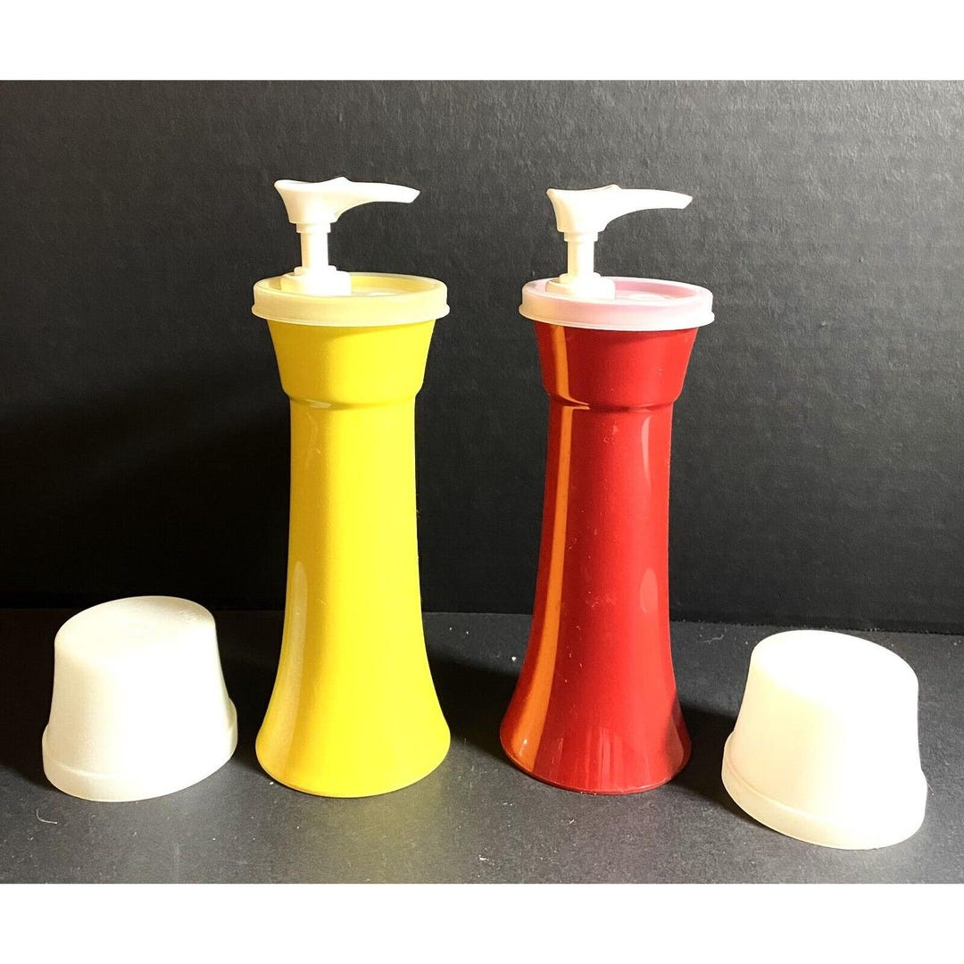 Vintage Tupperware Ketchup, Mustard Pump Dispenser Bottles Containers ...