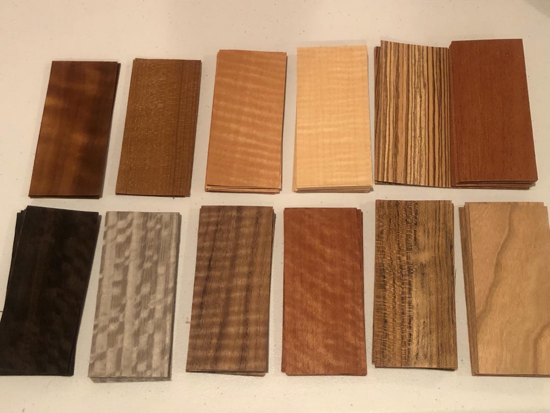 60 Exotic Fingerboard Wood Veneer Pack Pieces Makes 12 Boards Maple ...