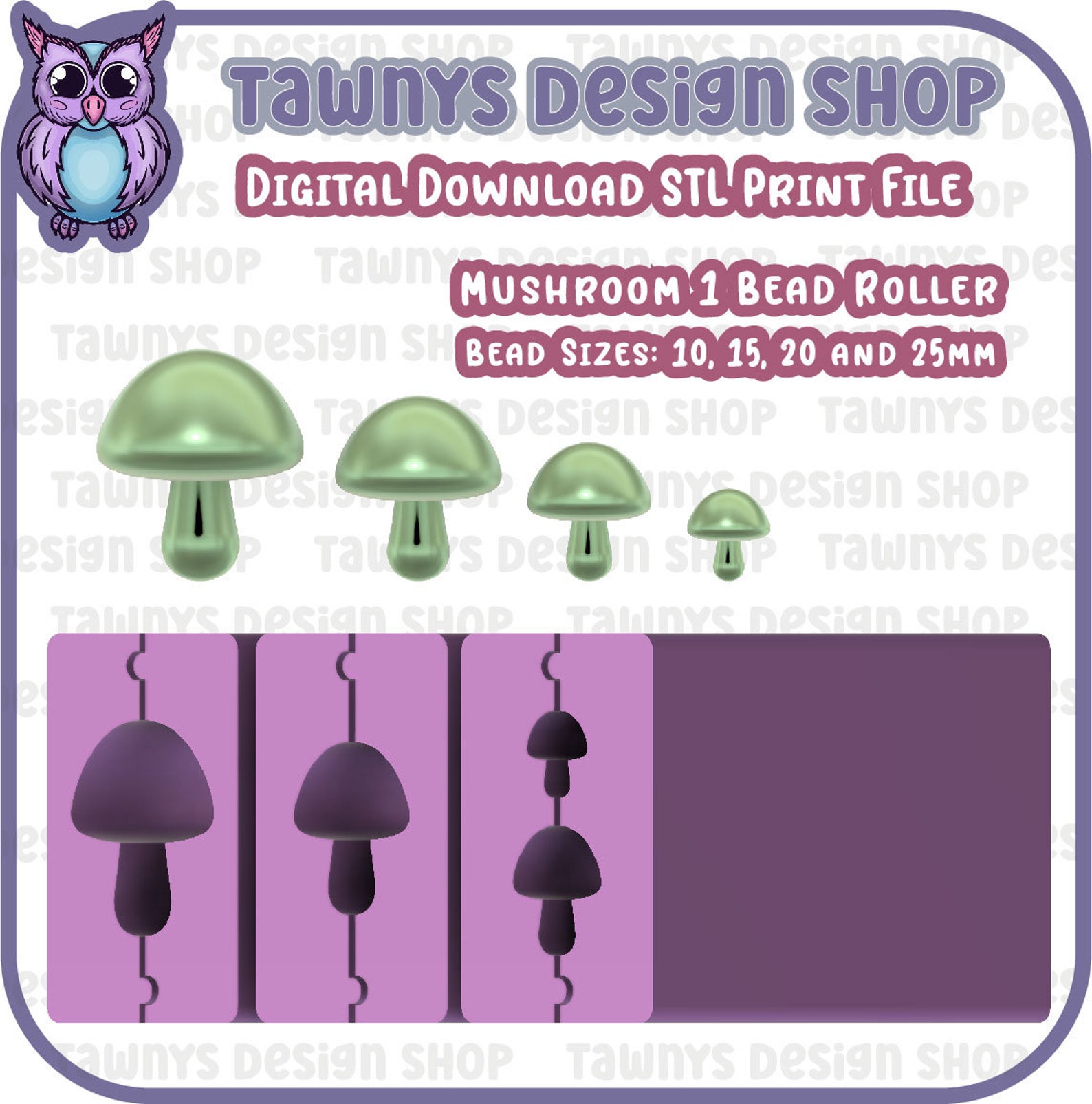 Mushroom 1 Polymer Clay Bead Roller Stl Files | Bead Making Tool | Bead ...