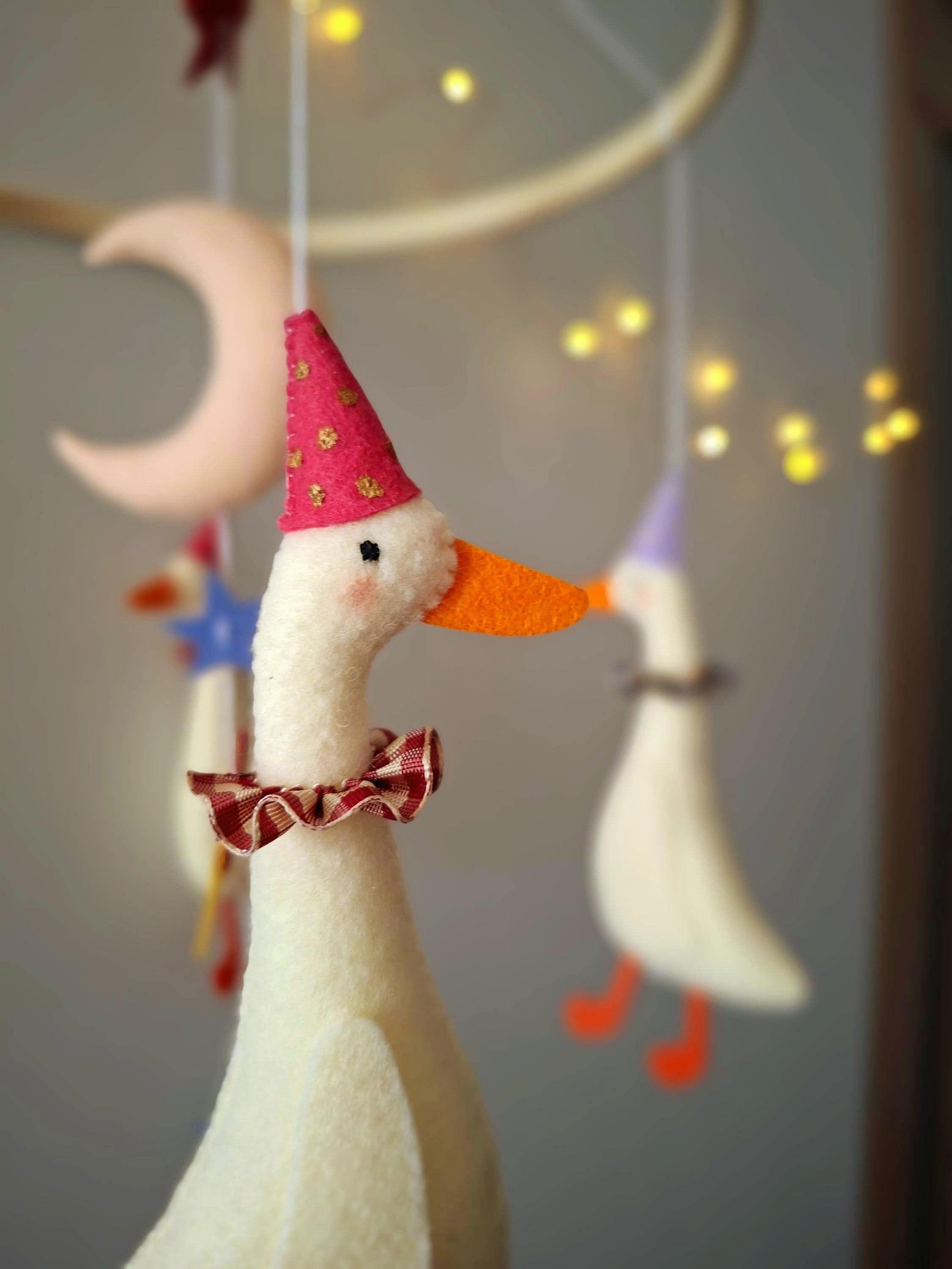 Felt Goose Baby Mobile – Vintage Circus Nursery Decor, Moon, Stars ...