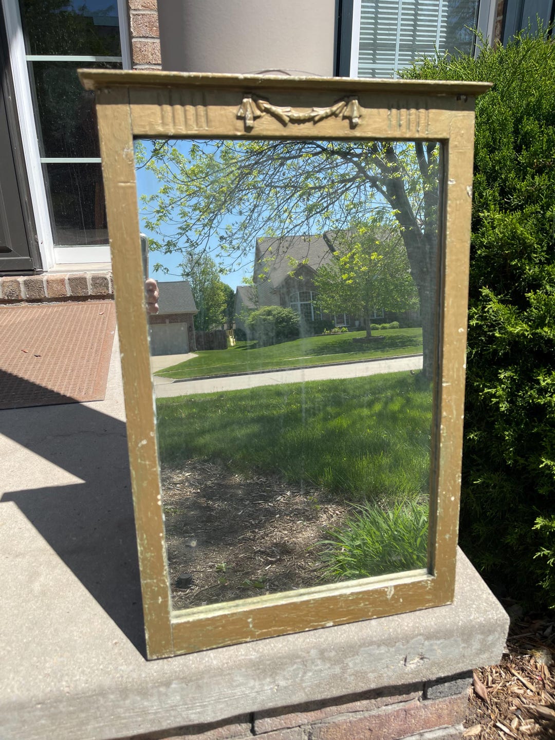 Antique Framed Mirror in Chippy Gold Paint, Rustic and Primitive for ...