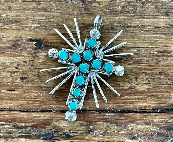 Needlepoint Zuni Starburst Cross Pendant, Double Side… - Gem