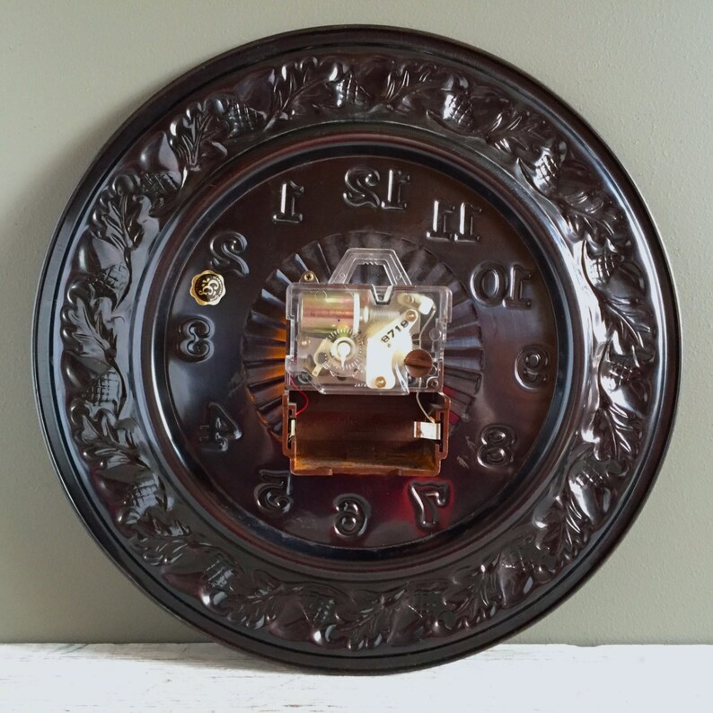 Retro Copper Clock With Acorn and Leaves Mid Century Made in - Etsy