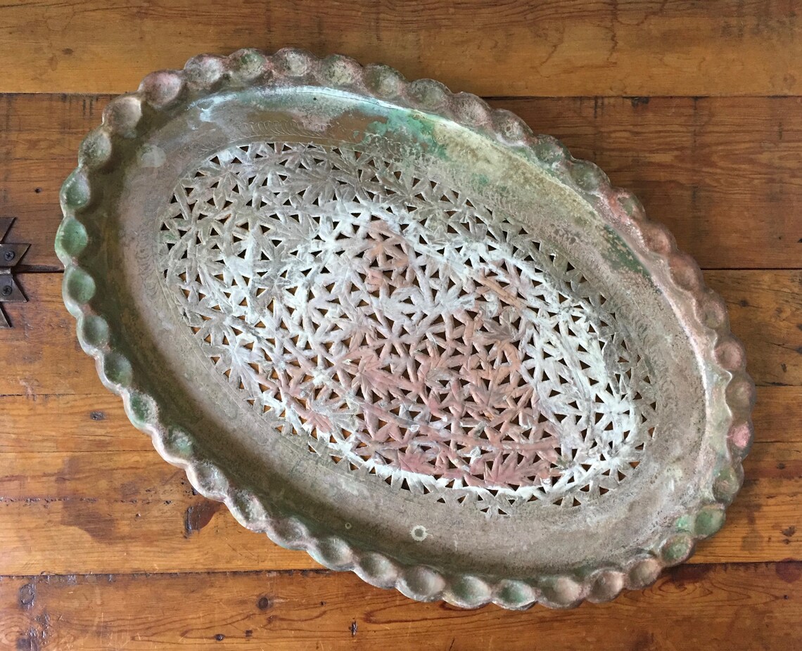 Handmade Copper Platter Large Serving Tray Boho Wall Decor - Etsy