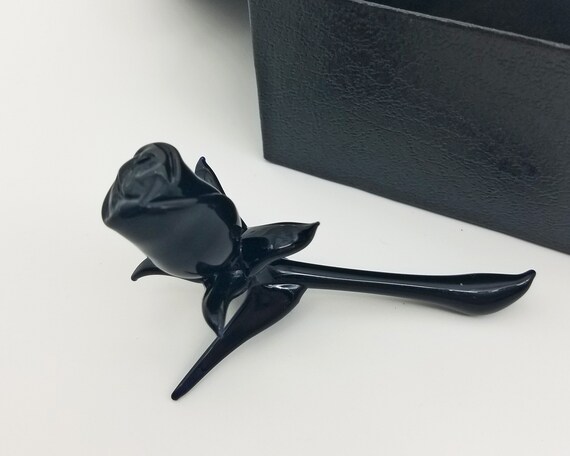 Beautiful Black Glass Rose. Short Stemmed Design. A Unique | Etsy