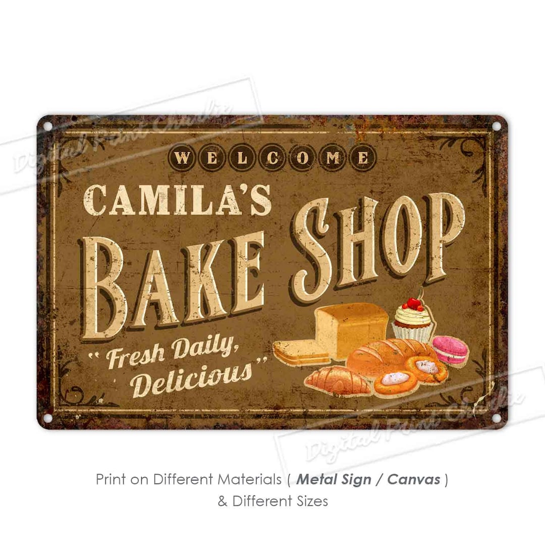 Bake Shop Sign, Kitchen Decor, Baking Gift, Personalised Gifts, Metal ...