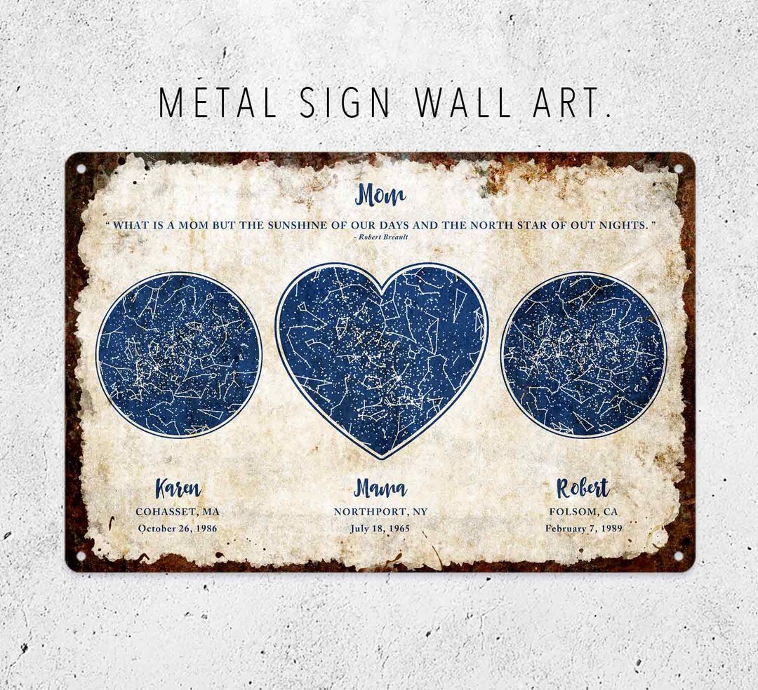 Custom Star Map, Metal Sign, Date of Birth, Born Location, Personalized ...