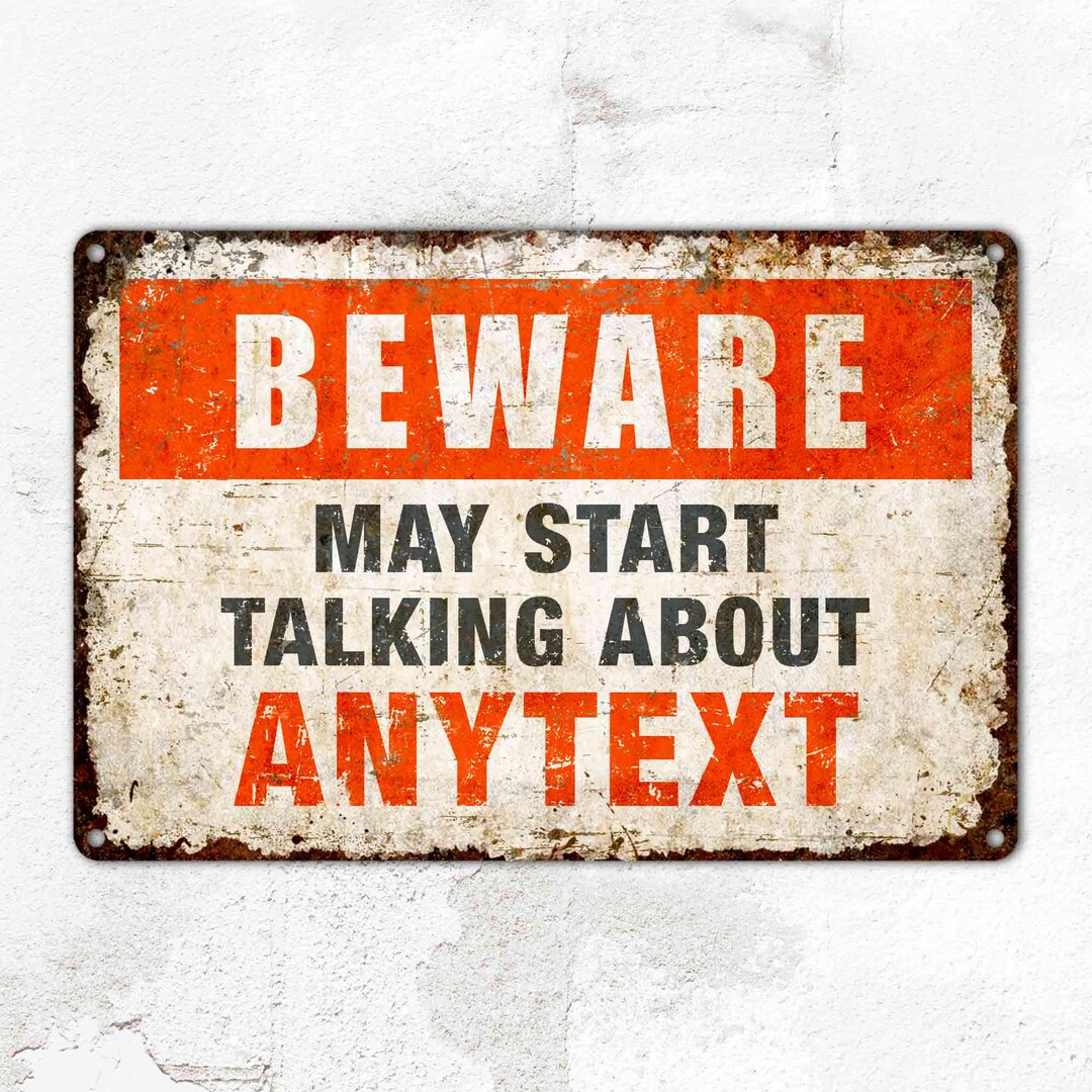 Custom Text Metal Wall Sign, Beware Sign, Outdoor Sign, Personalized ...