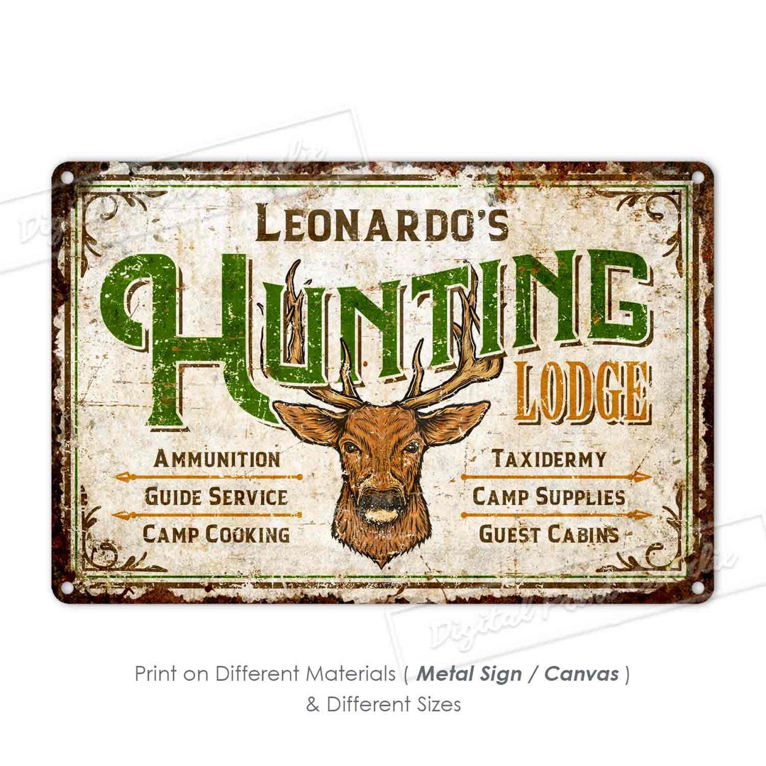 Custom Hunting Lodge Sign | Personalised Cabin Metal Sign | Man Cave ...