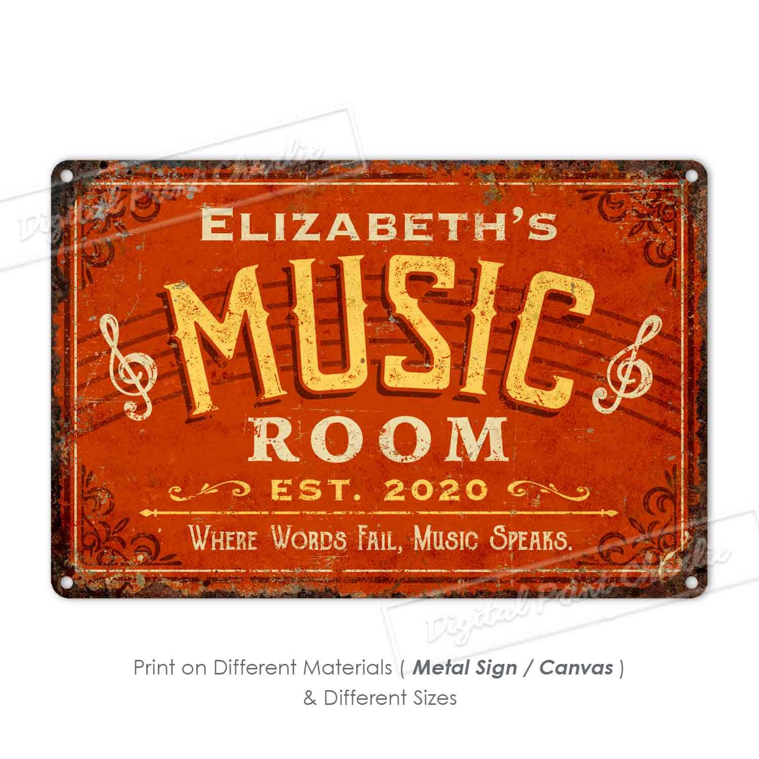 Personalized Music Room Metal Sign, Classroom Decor - Etsy