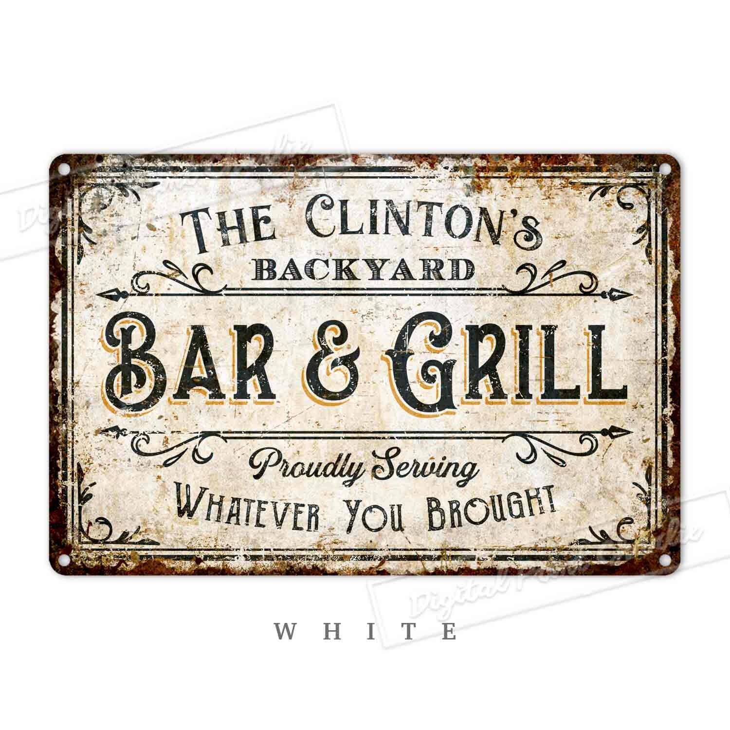 Custom Metal Sign Bar & Grill Sign Bar Sign Backyard Sign - Etsy