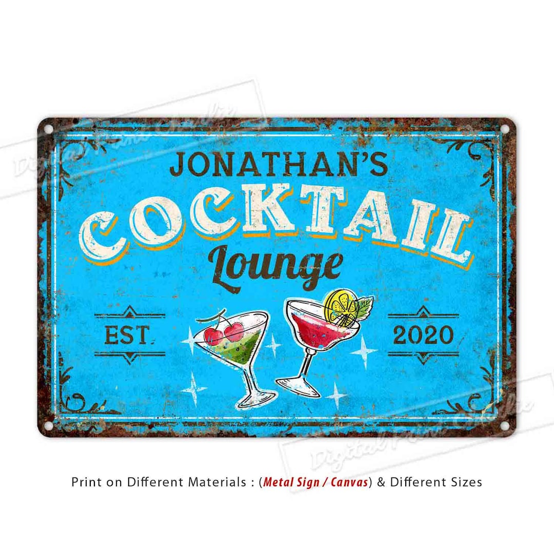 Custom Bar Sign, Cocktail Decor, Lounge Decor, Personalised Gifts ...