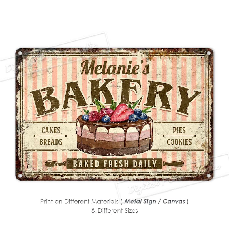 Bakery Sign Bake Shop Decor Kitchen Signs Personalised Gifts - Etsy