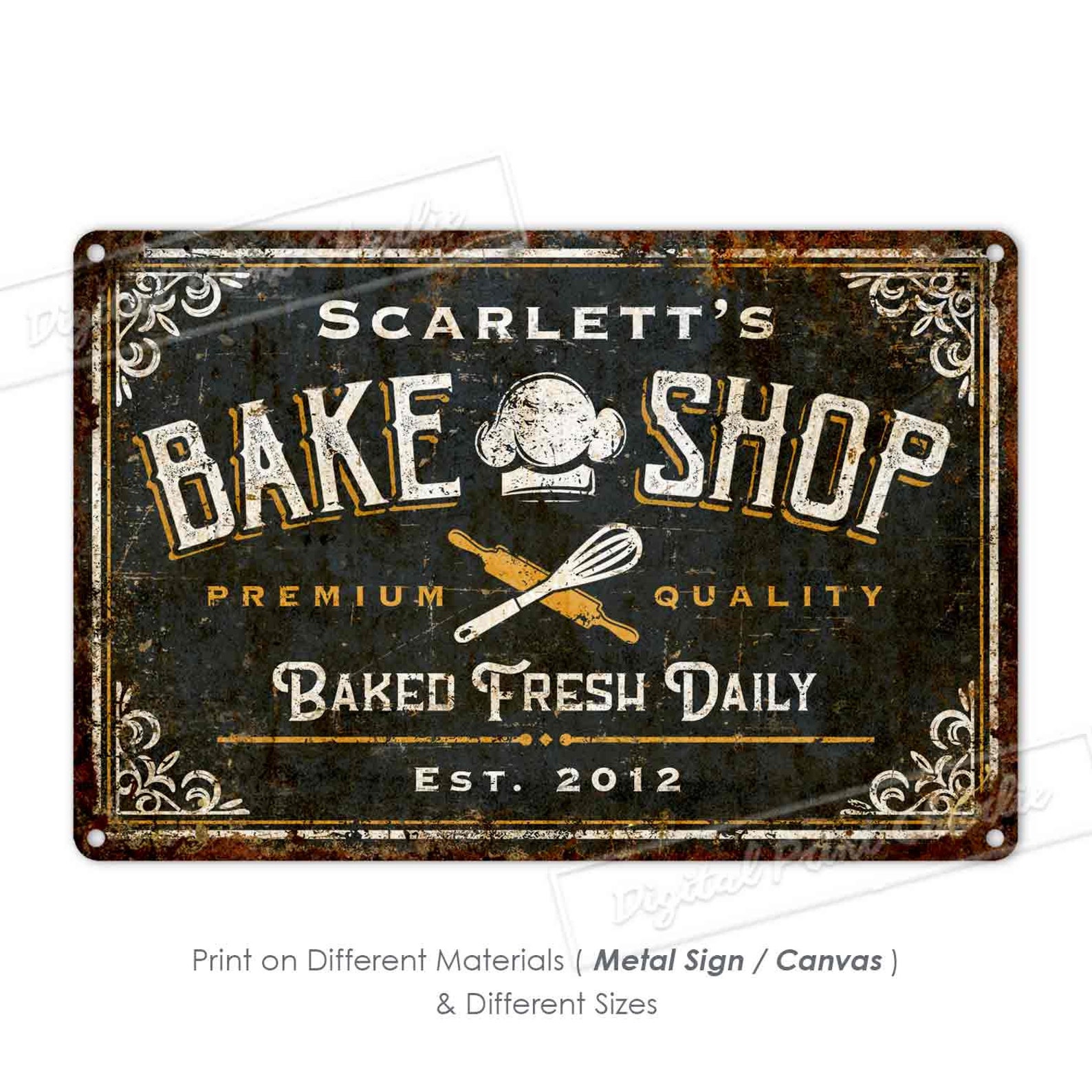 Bake Shop Sign Custom Kitchen Sign Baking Gifts Metal Sign - Etsy