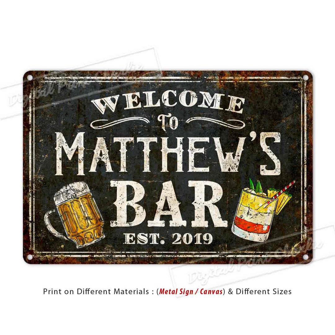 Bar Sign, Welcome Sign, Pub Sign, Lounge Decor, Custom Wall Sign ...