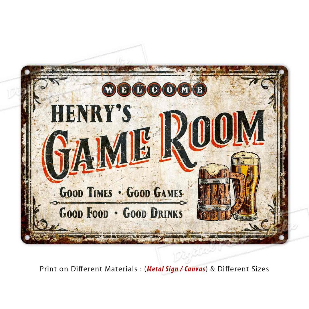 Custom Sign, Game Room Sign, Bar Sign, Lounge Decor, Personalised Gifts ...