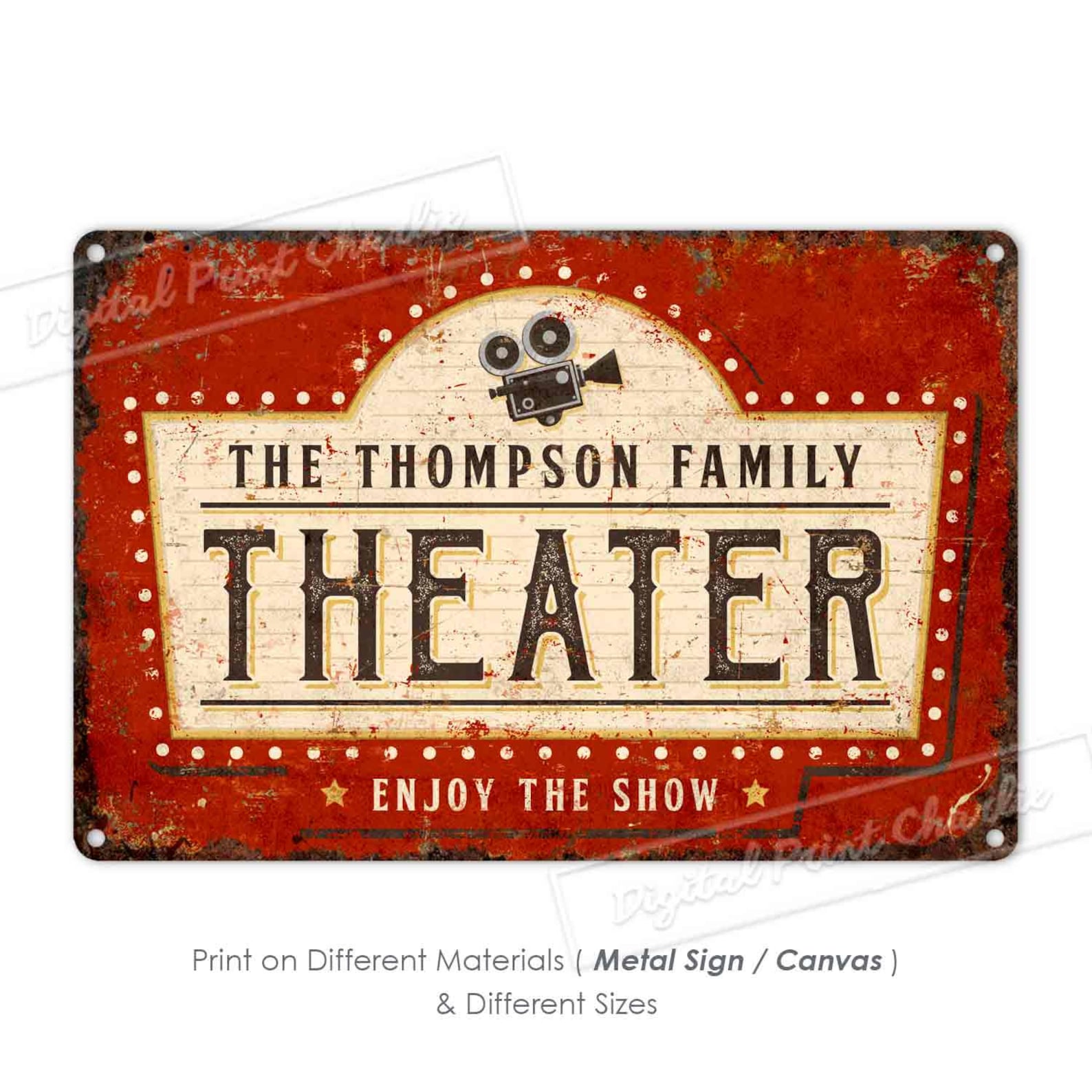 Custom Metal Sign, Home Theater, Cinema Sign, Movie Wall Decor ...