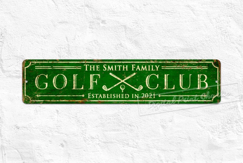Personalized Golf Club Metal Sign – Rustic Style Custom Wall Decor ...