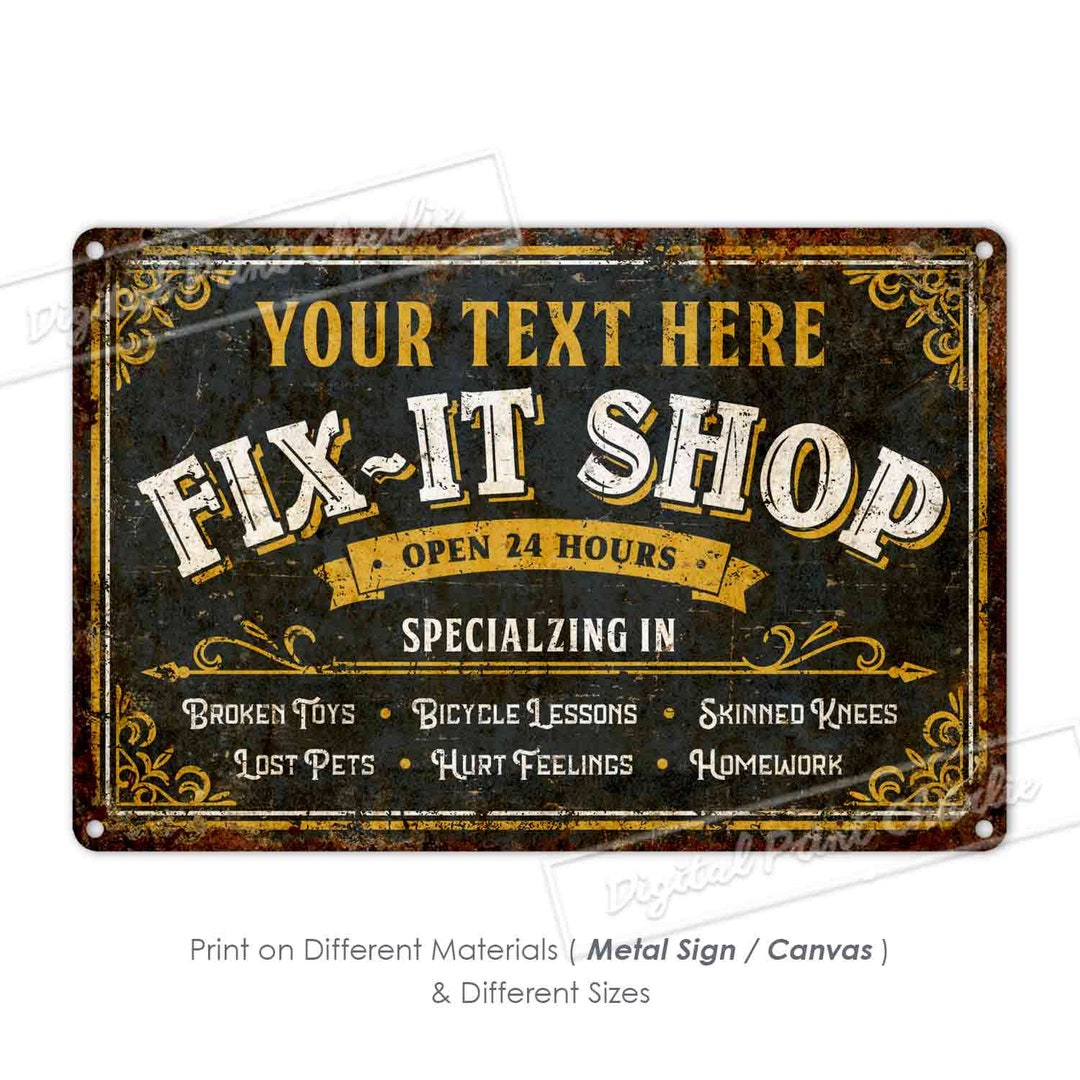 FIX IT Shop Sign, Workshop Sign, Garage Sign, Custom Sign, Metal Sign ...