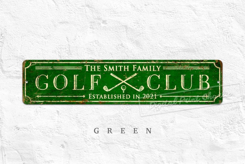 Personalized Golf Club Metal Sign – Rustic Style Custom Wall Decor ...