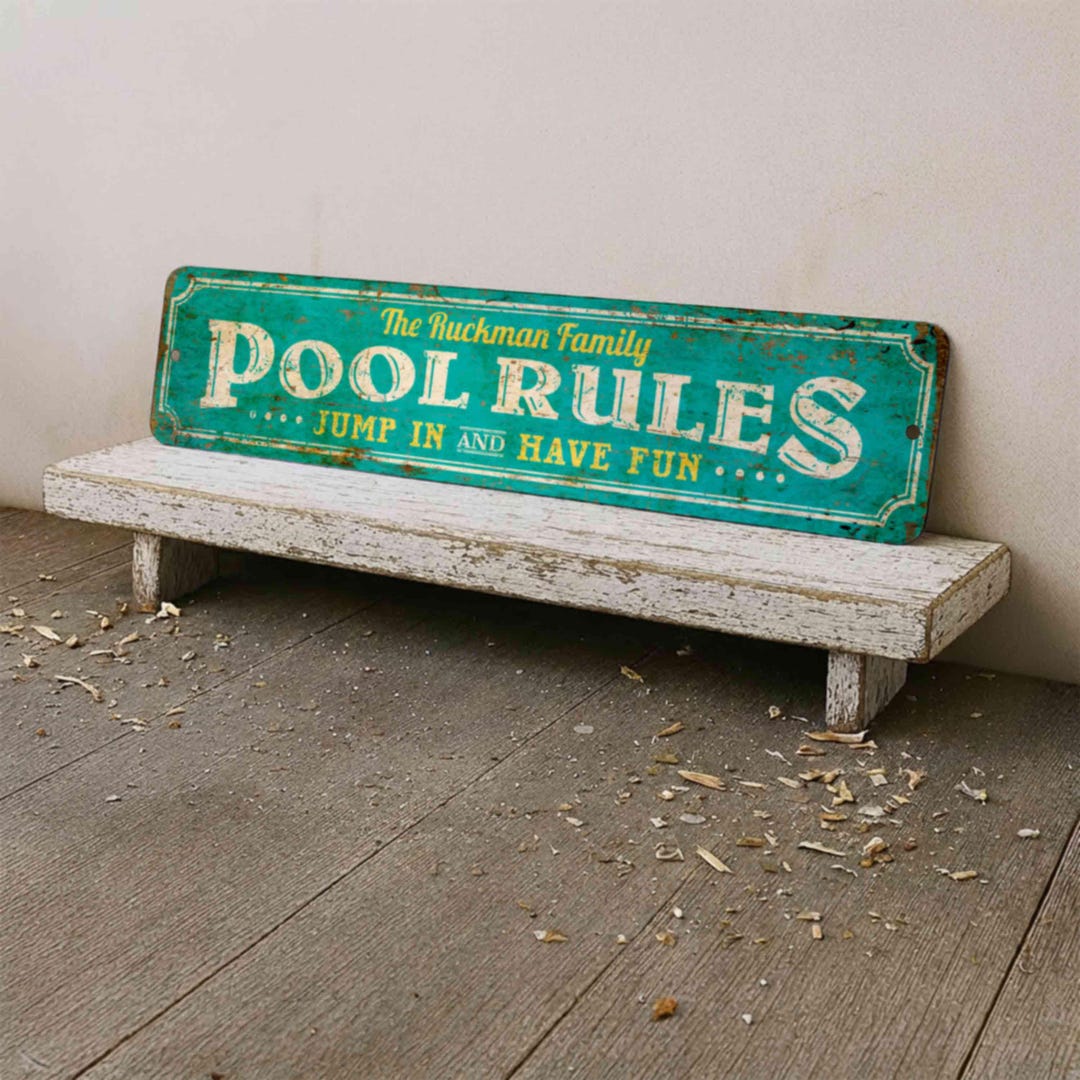 Personalized Pool Rules Metal Sign – Custom Spa & Patio Décor, Outdoor ...
