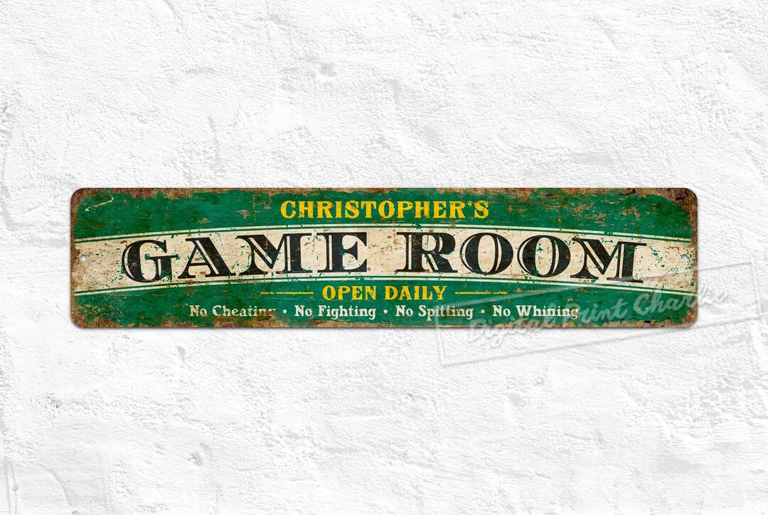 Game Room Sign, Metal Sign, Custom Sign, Playroom Decor, Personalised ...