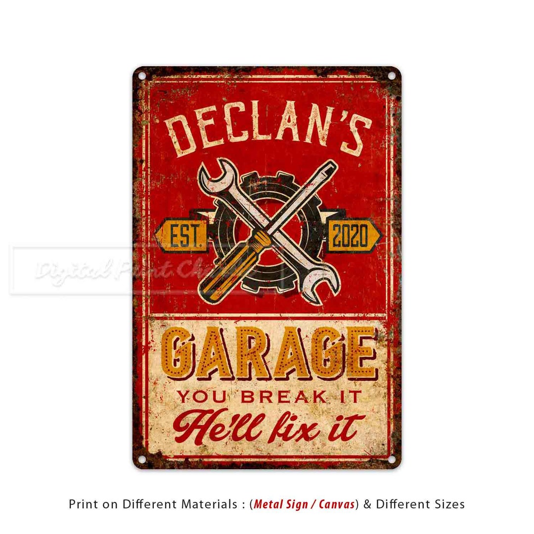 Garage Sign, Fix It Shop, Metal Wall Sign, Shop Sign, Garage Decor ...