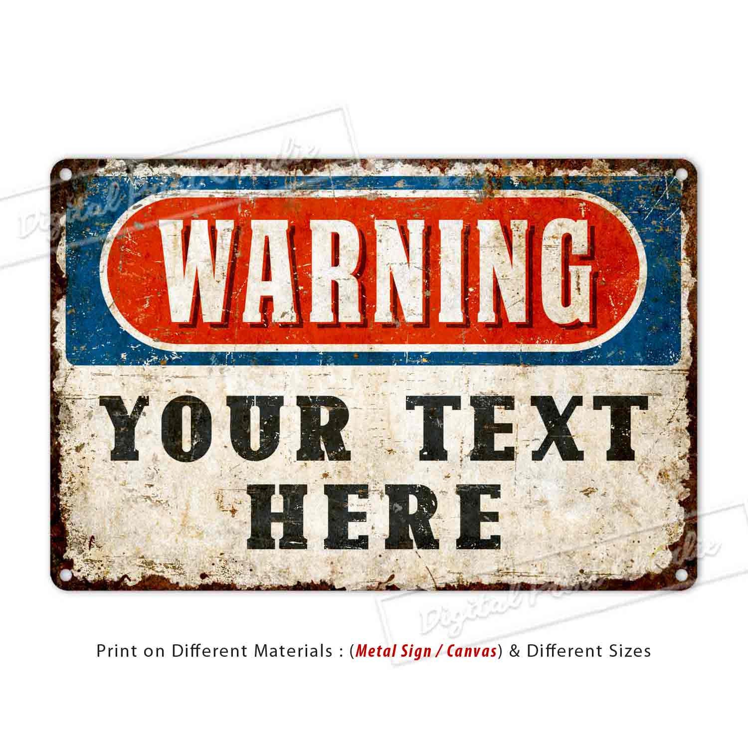 Warning Sign Metal Sign Beware Sign Custom Text Wall - Etsy