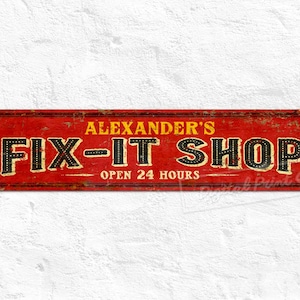 Custom Sign, Fix It Shop Sign, Workshop Sign, Garage Sign, Metal Sign ...