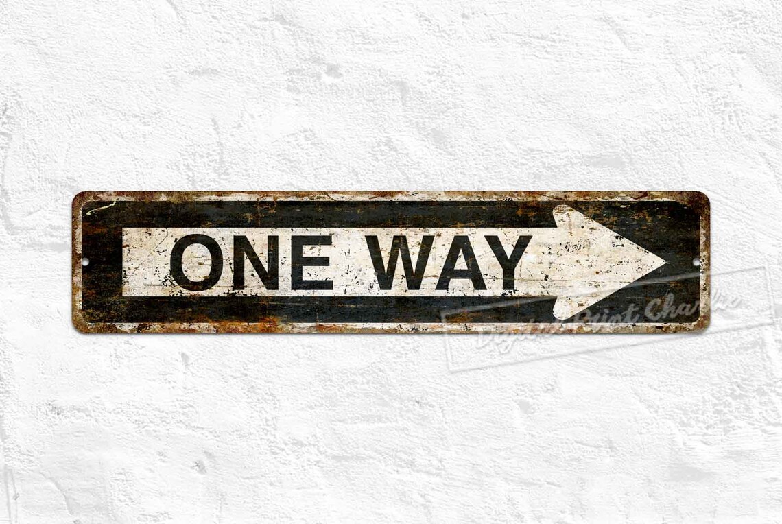 One Way Road Metal Sign, Rustic Directional Wall Decor - Etsy