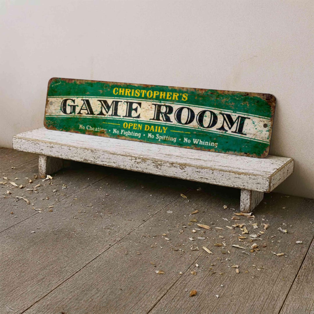Personalized Game Room Metal Sign – Custom Rustic Arcade & Man Cave ...