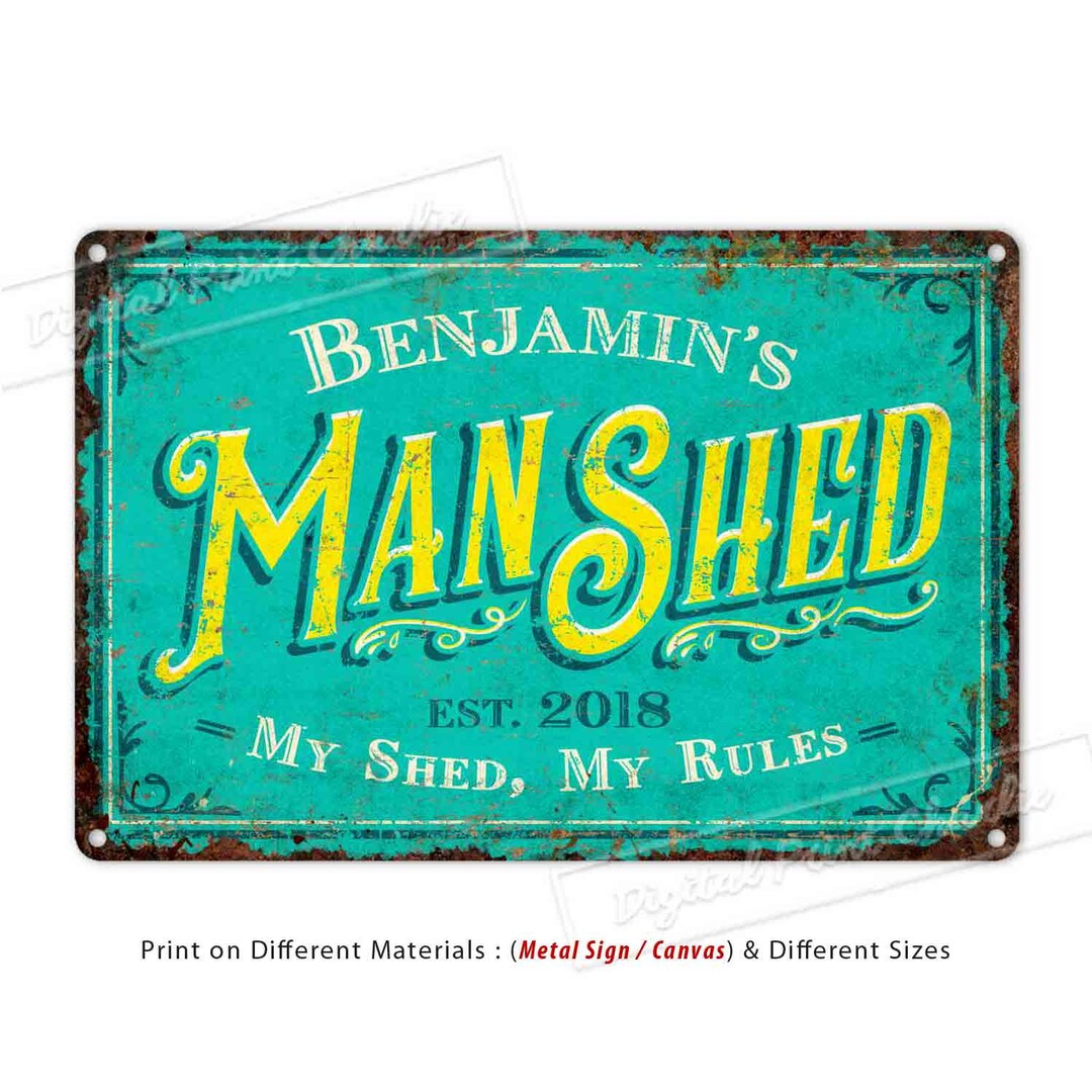 Man Shed Sign, Man Cave Sign, Custom Sign, Metal Sign, Room Decor ...
