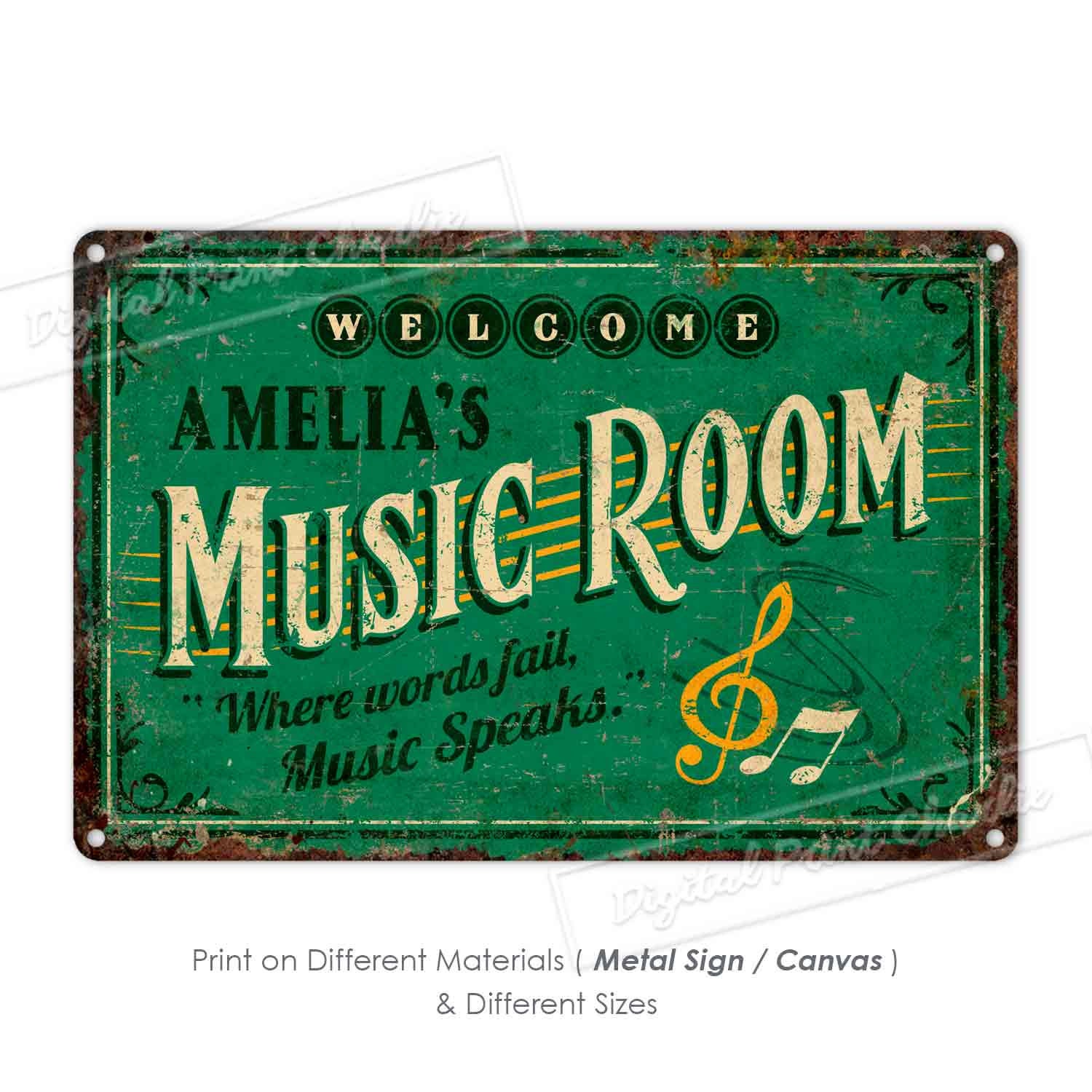 Custom Music Room Metal Sign, Personalized Musician Gift - Etsy