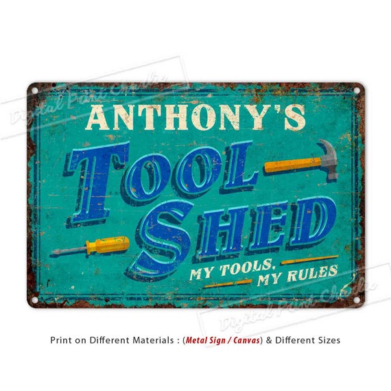 Wall Décor Home Décor Home & Living personalized metal shop sign Metal ...