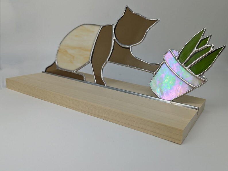 Stained Glass Siamese Cat Knocking Over a Plant Suncatcher - Etsy