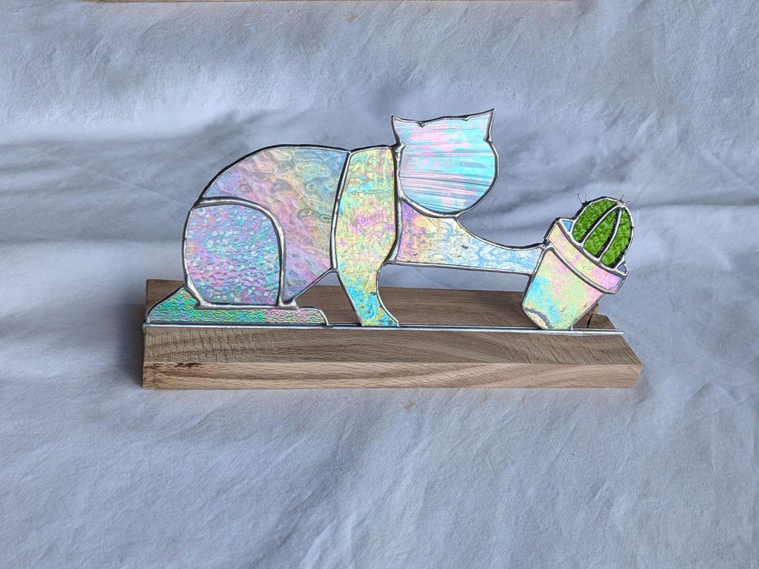 Cat Suncatcher, Cats Knocking Over Plants & Wine Glasses, Wine ...